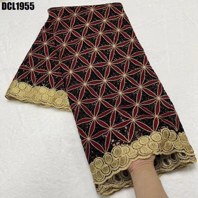 China Beige African Cord Lace Fabric Guipure Cord Lace Fabric for Party Wedding Dresses for sale