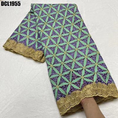 China Beige African Cord Lace Fabric Guipure Cord Lace Fabric for Party Wedding Dresses for sale