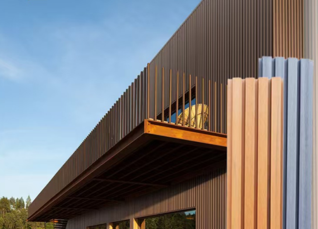 WPC wall panel installation example on building exterior