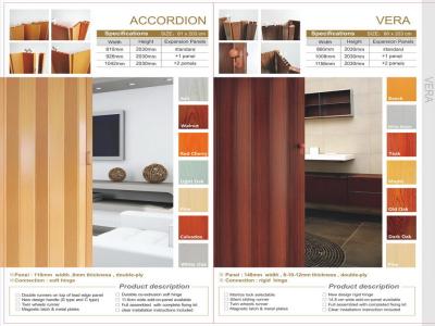 China Lightweight PVC Folding Door Wooden Design Soft - Joint With Wheels Runner for sale