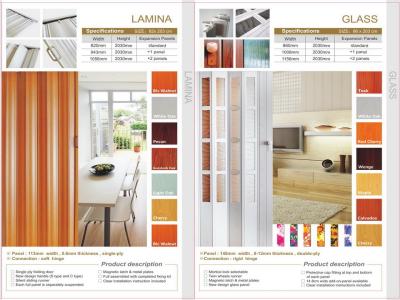 China Lightweight PVC Folding Door Wooden Design Soft - Joint With Wheels Runner for sale