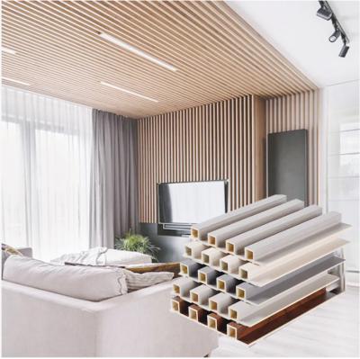 China Gray 3d Fluted Wall Panel 150mm 17mm Plastic Wood Effect Cladding for sale