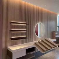 China Gray 3d Fluted Wall Panel 150mm 17mm Plastic Wood Effect Cladding for sale