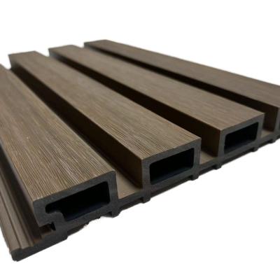 China Grille Outdoor Wall Panel Pvc Fluted Slat Wpc Exterior Wood Plastic Composite for sale
