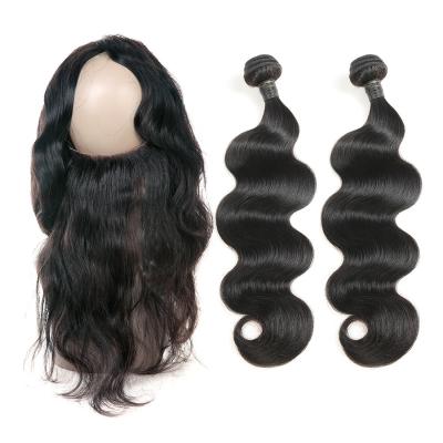 China Real 360 Lace Band Frontal Closure Virgin Hair Body Wave No Synthetic Hair for sale