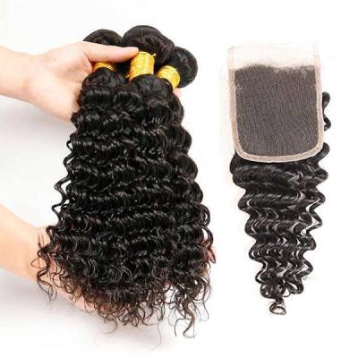 Cina Estensioni brasiliane vergini nere naturali dei capelli, 4 pacchi di capelli brasiliani in vendita