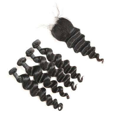 Cina I capelli ricci indiani vergini lunghi 9A con chiusura 4 impacchettano la certificazione del CE in vendita