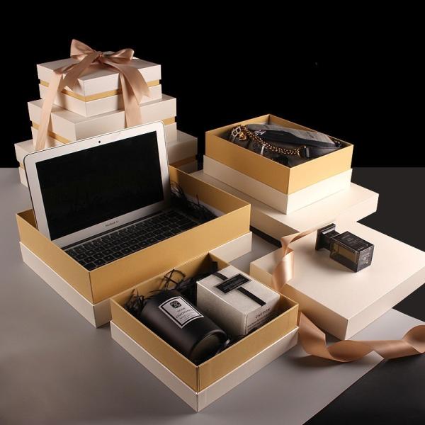 Quality Stackable Rigid Gift Box Elegant Black Gold Instagrammable Rigid Paper Boxes for sale