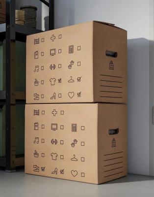 China Matt Glossy Foldable Moving Box 49cm Rigid Cardboard Boxes With Lids for sale