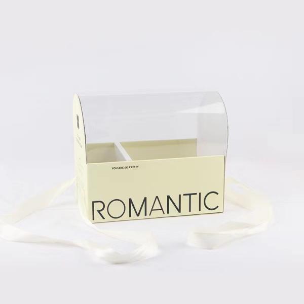 Quality Clear Top Romantic Corrugated Display Boxes Red Floral Cake Packaging Box for sale