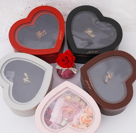 Quality Heart Mickey Valentines Gift Box Floral Rigid Cardboard Boxes PVC Window Display for sale
