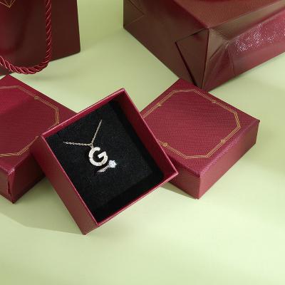China Red Magnetic Closure Rigid Boxes PU Leather  Diamond Jewelry Box Customized Size for sale