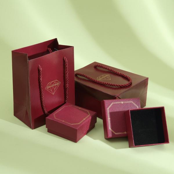 Quality Red Magnetic Closure Rigid Boxes PU Leather Diamond Jewelry Box Customized Size for sale
