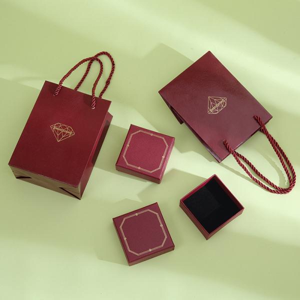 Quality Red Magnetic Closure Rigid Boxes PU Leather Diamond Jewelry Box Customized Size for sale