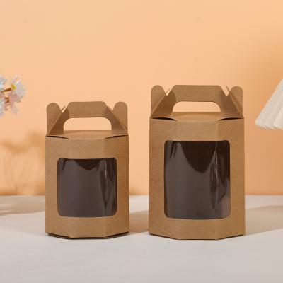 China Joyful Festive Corrugated Display Boxes Octagon Handheld Folding Gift Box Clear Window for sale