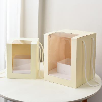 China Eternal Blooms Cardboard Display Boxes Transparent  Flower Windowed Cake Boxes for sale
