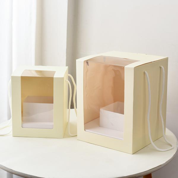 Quality Eternal Blooms Cardboard Display Boxes Transparent Flower Windowed Cake Boxes for sale
