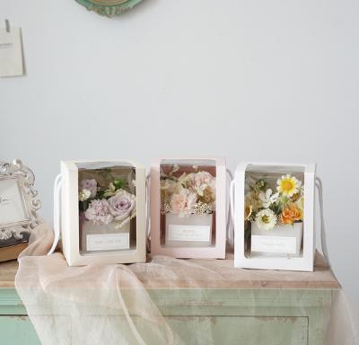 China Eternal Blooms Cardboard Display Boxes Transparent  Flower Windowed Cake Boxes for sale