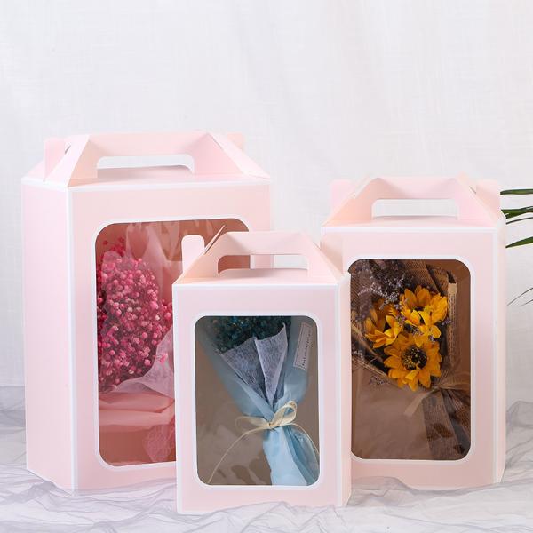 Quality Gift Custom Printed Corrugated Boxes Windowed Handled Valentine'S Day Surprise for sale
