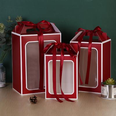China Gift Custom Printed Corrugated Boxes Windowed Handled Valentine'S Day Surprise Box for sale