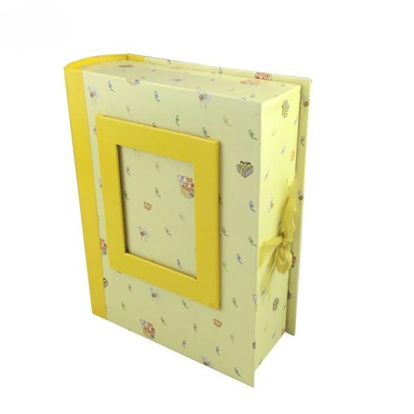 Quality 3 Drawers Foldable Gift Boxes Yellow Keepsake Jewelry Box Flip Top Boxes With for sale