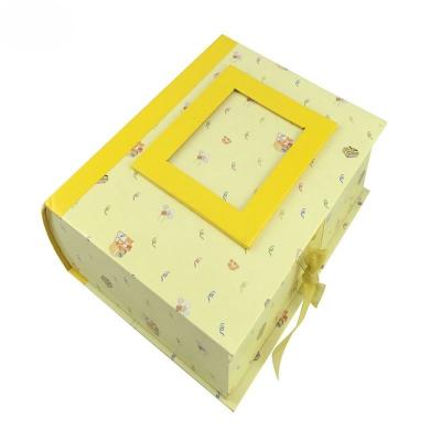 China 3 Drawers Foldable Gift Boxes Yellow Keepsake Jewelry Box Flip Top Boxes With Magnetic Closure for sale