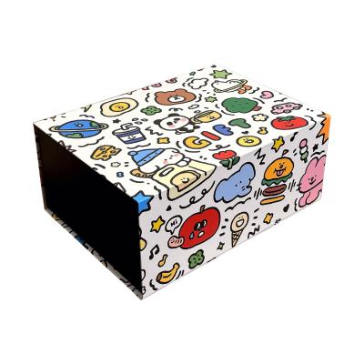 China Playful Cartoon Magnetic Gift Box Multi Color Hand Drawn Keepsake Packaging for sale