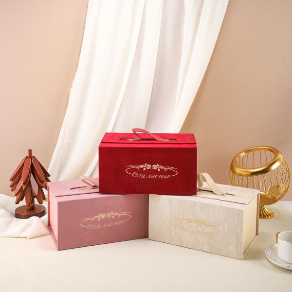 Quality Velvet Textured Foldable Gift Boxes Stamping Customizable Gold Foil Packaging for sale