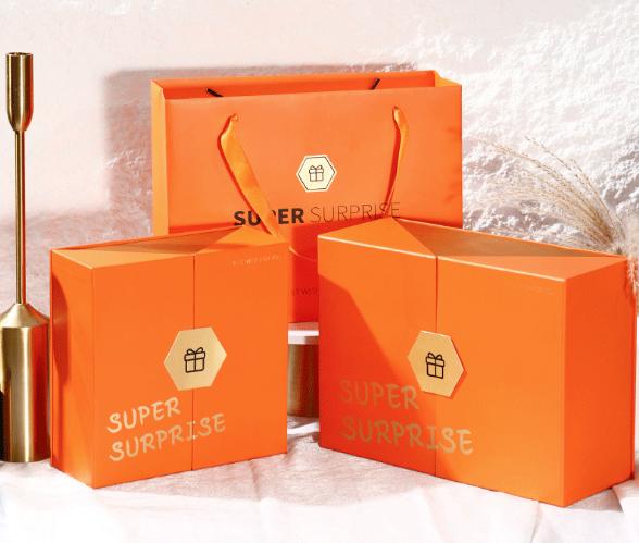 Quality Double Opening Perfume Foldable Gift Boxes Orange Foldable Cardboard Watch Case for sale