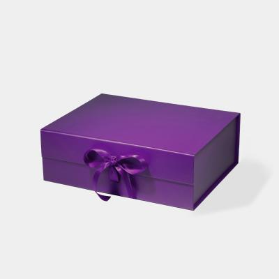 China Royal Purple Gift Box Premium One Piece Flip Top Packaging Custom Logo Printing Luxury Presentation Box for sale
