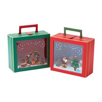 Китай Праздничное окно Рождественский подарочный ящик Премиум Xmas Eve Party Favor Packaging Красный зеленый опции Чистый дисплей Пустой ящик продается