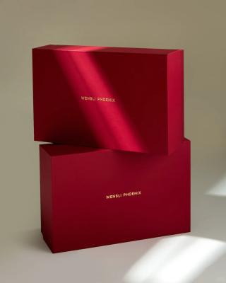 China Luxury Gift Box Set Premium Red Satin Finish Packaging Reinforced Edge Protection Custom Gold Foil Ready for sale