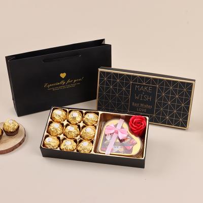 China Chocolate Gift Box Gold Foil Valentines Day Birthday Packaging Holiday Present Box with Matching Gift Bag Included for sale