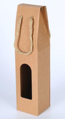 Cina Sacchi di carta ricoprenti UV della bottiglia di vino di 2 pieghe con l'imballaggio tagliato della borsa del tessuto del cordone della bottiglia di vino di Windows in vendita