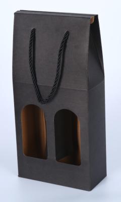 Cina Sacchi di carta ricoprenti UV della bottiglia di vino di 2 pieghe con l'imballaggio tagliato della borsa del tessuto del cordone della bottiglia di vino di Windows in vendita