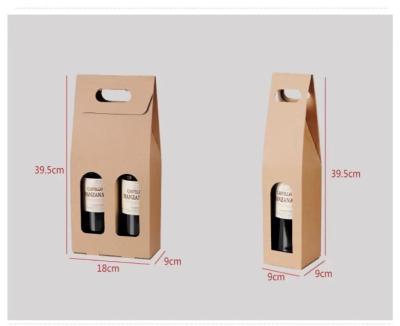 Cina borsa biodegradabile del regalo del vino di 2 bottiglie dei sacchi di carta della bottiglia di vino di 10cm*35cm*10cm in vendita