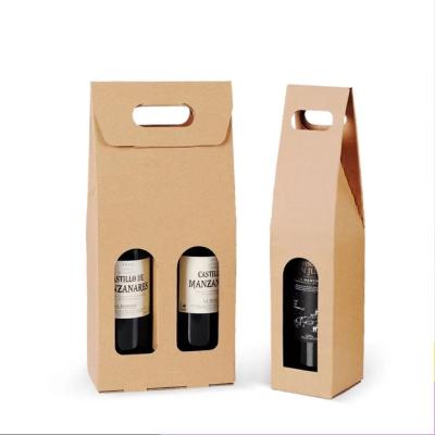 Cina borsa biodegradabile del regalo del vino di 2 bottiglie dei sacchi di carta della bottiglia di vino di 10cm*35cm*10cm in vendita