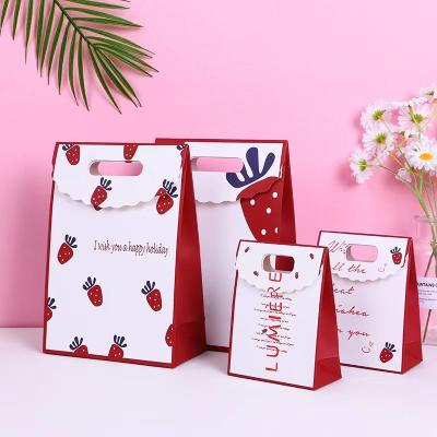 Cina scatola attuale 40cm*12cm*30cm del bordo di avorio dei sacchi di carta della stampa della fragola 130gsm in vendita