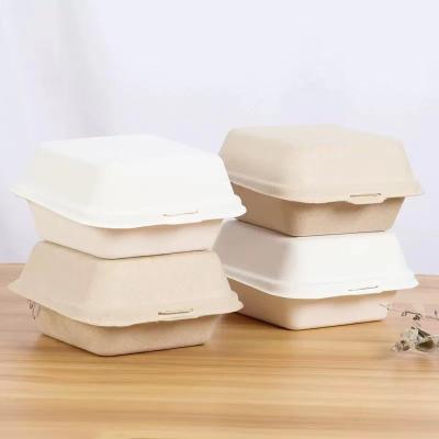 中国 ケーキの食品容器の紙箱コンパートメント クラムシェルのサトウキビのお弁当箱 販売のため