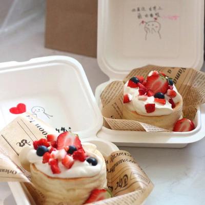 中国 ケーキの食品容器の紙箱コンパートメント クラムシェルのサトウキビのお弁当箱 販売のため