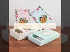 Cardboard Drawer Boxes For Floral Tea Socks Underwear Foldable Paper Boxes With Print Logo