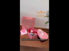 greeting card rigid presentation boxes pink heart box with tote bag customizable