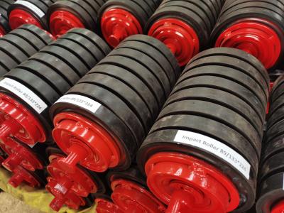 Cina ozioso di impatto del nastro trasportatore di 190mm e rullo di ritorno con il rivestimento isolante di gomma in vendita
