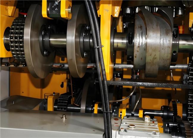 Close-up view of paper cup production with SMD-90 machine