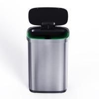 China Big Volume Steel Automatic Sensor Trash Bin Open Top Touchless Trash Can for sale