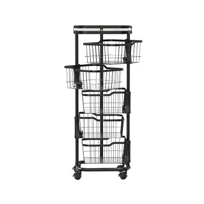 China Foldable Design Steel Storage Trolley , 3 Tier Rolling Utility Cart Multifunctional for sale