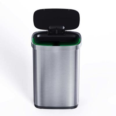 China Steel Smart Sensor Bin Household Rectangle Induction Type Automatic Trash Can for sale