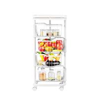 China Multifunctional Metal Storage Trolley , Kitchen Rotating Trolley Three Layer for sale