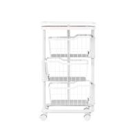 China Multifunctional Metal Storage Trolley , Kitchen Rotating Trolley Three Layer for sale