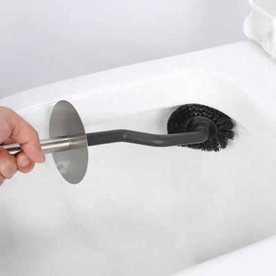 Cina Spazzola per la pulizia del bagno a curva argento con porta in acciaio inossidabile OEM accettabile in vendita